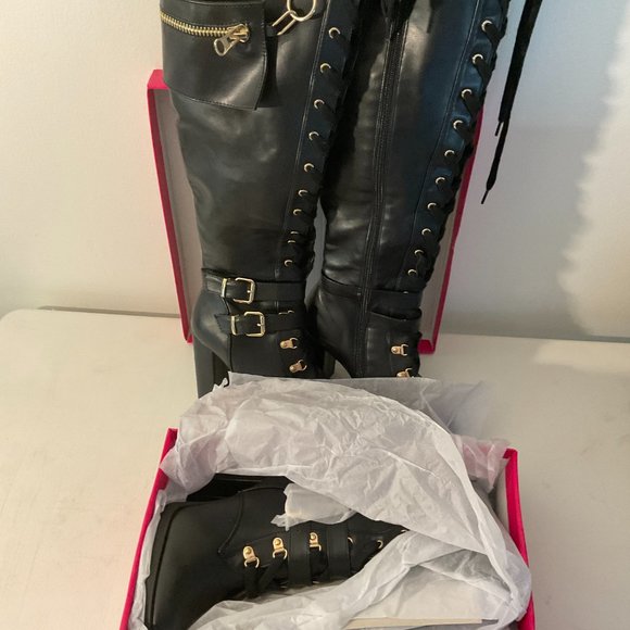 Shoes | Thigh High Elira High Block Heel Bootsnew | Poshmark